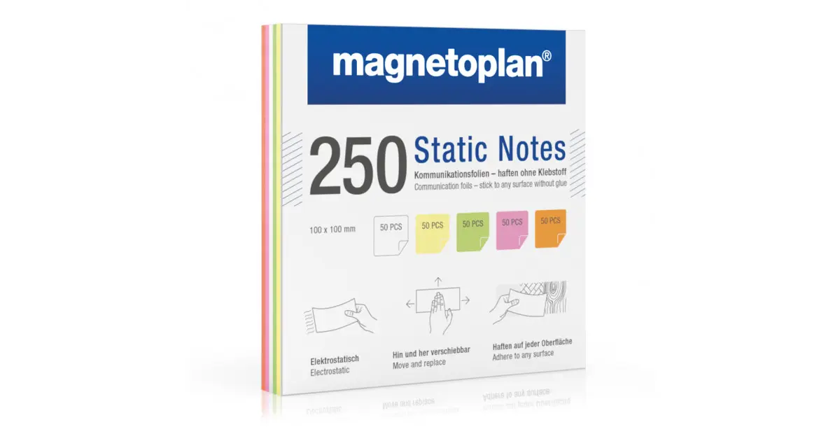 Картки Static Notes 100x100 з електростатичною адгезією кольорові в ...