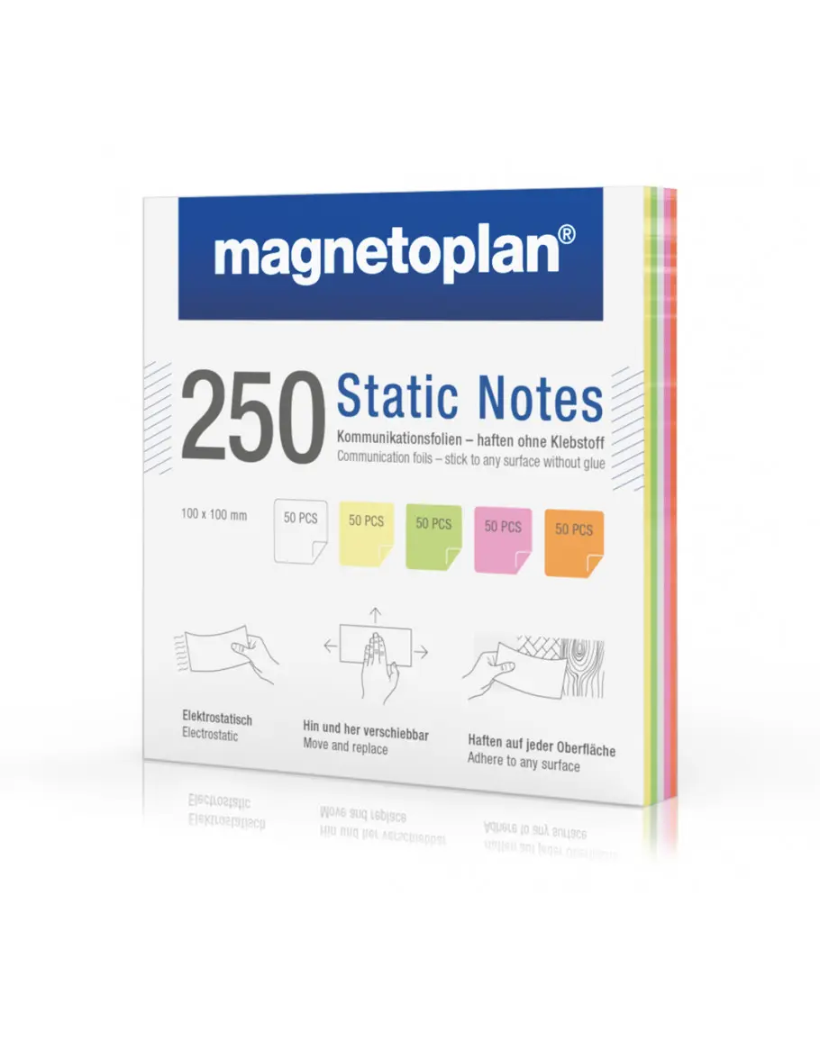 Картки Static Notes 100x100 з електростатичною адгезією кольорові в ...